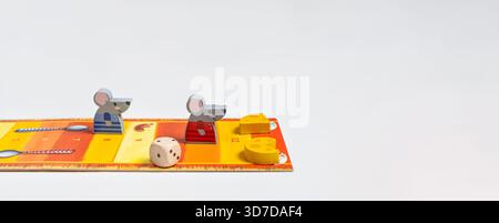 Children's board game with mice on a white background Stock Photo - Alamy