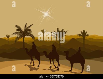 Happy Epiphany, Nativity scene with wise men, Jesus in manger and ...