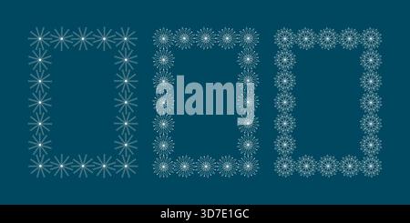 Rectangular winter snow frame border with stars, sparkles and ...