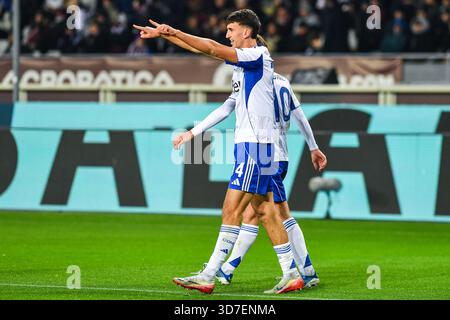 Jacobo Ramon of Como 1907 celebrates after scoring a goal with Nico Paz ...