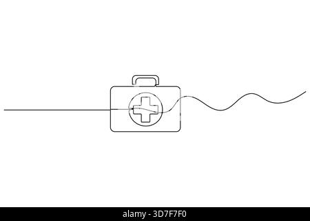 Continuous line drawing of first aid kit. Line art of first aid kit ...