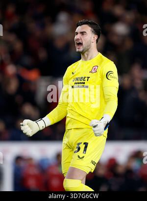 Middlesbrough goalkeeper Sol Brynn (second from right) celebrates his ...