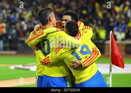 Luis Díaz #7 of Colombia scoring a goal during the FIFA World Cup Group ...