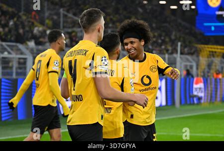 from left Yan Couto, Karim-David Adeyemi, Fabio Silva (Dortmund ...