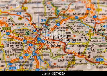 Kassel, Germany, on a road map Stock Photo - Alamy