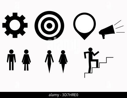 Megaphone target icon outline vector. Digital seo. Company focus Stock ...