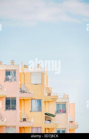 Stepped residential building, apartment building, multi-family house ...