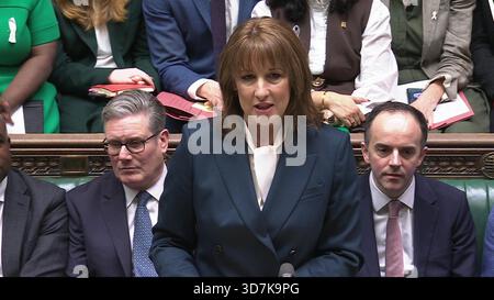 Screen grab of Chancellor of the Exchequer Rachel Reeves appearing ...