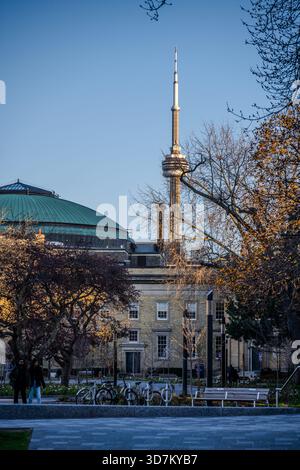 The CN Tower can be seen behind condos in Toronto's Liberty Village ...