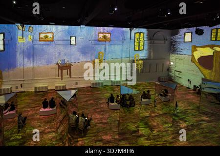 Color view of Immersive Van Gogh exhibition in Chicago — visitors ...