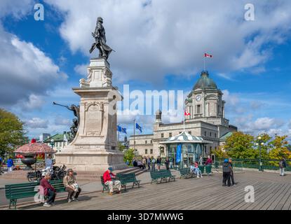 Canada, Quebec, Quebec City. Monument to Samuel de Champlain, explorer ...