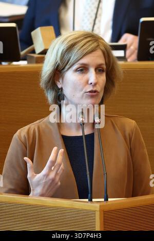 Ecolo Celine Tellier pictured during a plenary session of the Walloon ...