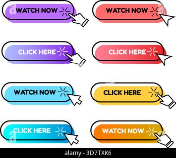 Watch now icon, website online button player symbol, play video vector ...