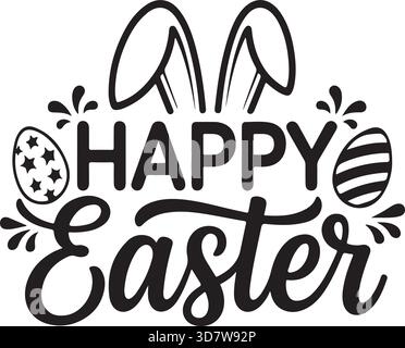A trendy Easter design with typography eggs and bunny Stock Vector ...