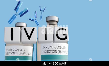 a medical vial labeled "IMMUNE GLOBULIN INJECTION (HUMAN)," surrounded ...