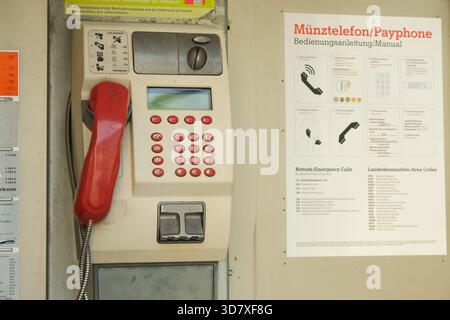 Vintage European Coin-Operated Payphone in Public Booth. 19 October ...
