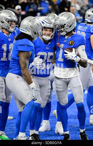 Detroit Lions wide receiver Jameson Williams (1) walks off the field ...