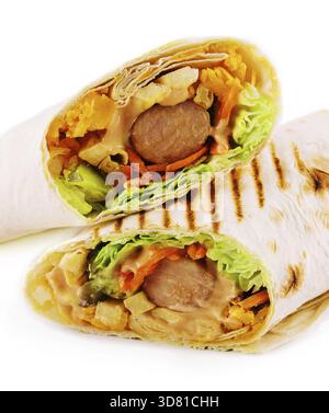 sausages in pita bread on wooden background Stock Photo - Alamy