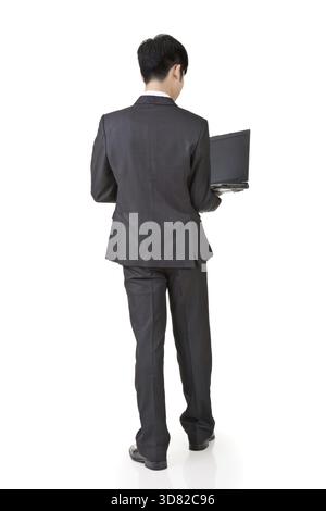 Rear view of a businessman, social media concept Stock Photo - Alamy