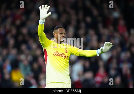 Nottingham Forest goalkeeper John Victor celebrates during the Premier ...