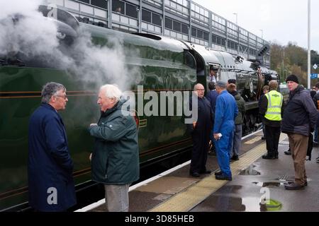 A special steam train (The Sussex Belle) passing by Lewes signal box on ...