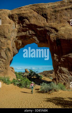 Hikers in Devil's Garden Area Arches National Park Moab Utah Stock ...