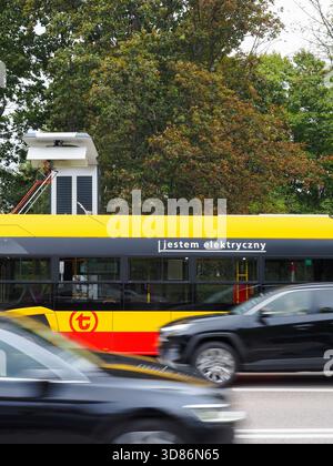 Electric bus charging station with overhead pantograph in outdoor urban ...