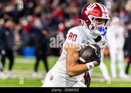 Indiana wide receiver Charlie Becker (80) makes a 10-yard catch ...