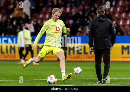 Julian Brandt of Borussia Dortmund warming up prior to the Tottenham ...