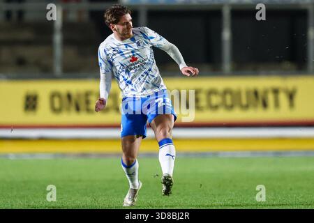 23, Connor Mahoney of Barrow AFC pauses during the Sky Bet League 2 ...