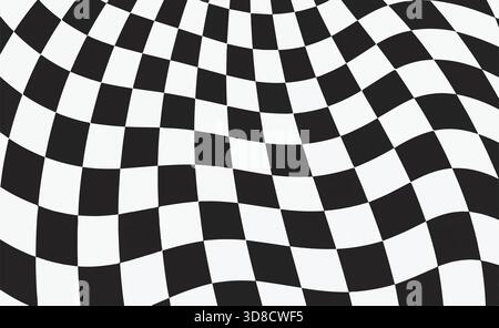 Checkered flag pattern. Wavy geometric design. Black white abstract ...