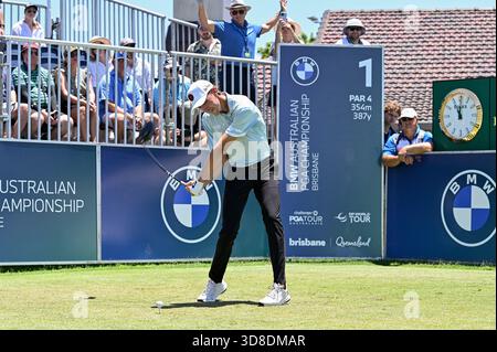 David Puig, of Spain, hits from the bunker on the fourth hole during a ...
