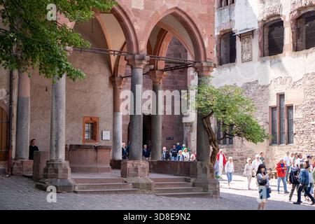 Exterior view of the stone shelter with arched openings at the Römische ...
