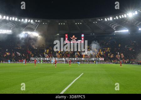 Olimpico Stadium, Rome, Italy - RomaÕs fans wave a flag before kick-off ...