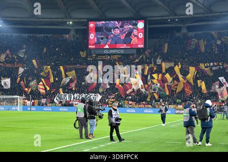 Olimpico Stadium, Rome, Italy - RomaÕs fans wave a flag before kick-off ...