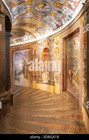 Italy - Caprarola - Palazzo Farnese - The curved ramp staircase with ...