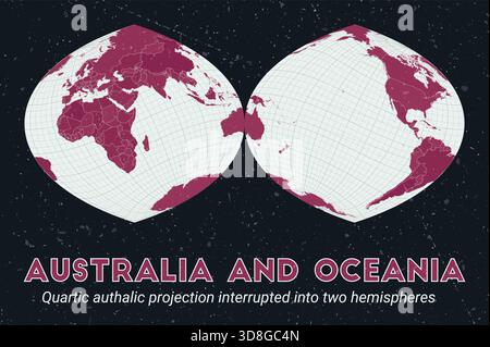 Map of the World. Quartic authalic projection interrupted into two ...
