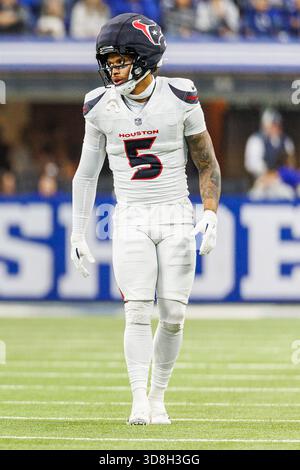 Houston Texans safety Jalen Pitre (5) speaks during an interview after ...
