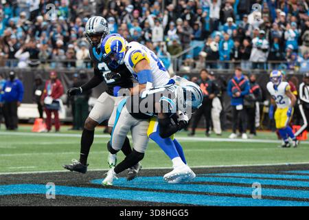 Carolina Panthers safety Nick Scott (21) celebrates after a play at ...