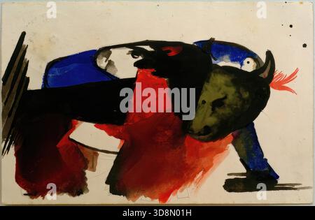 Two Horses, 1913 by Franz Marc. Cubist Expressionist oil painting Stock ...