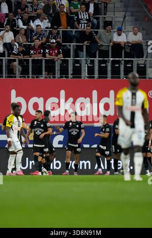 LINZ, AUSTRIA - AUGUST 1: Team Sturm Graz celebrates the victory during ...