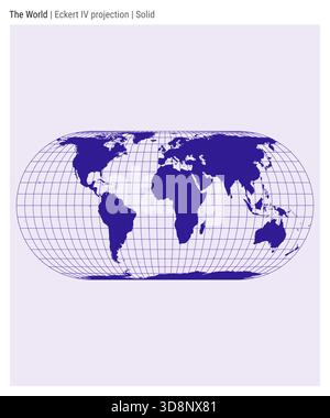 World Map. Eckert IV projection. Countries style. High Detail World map ...