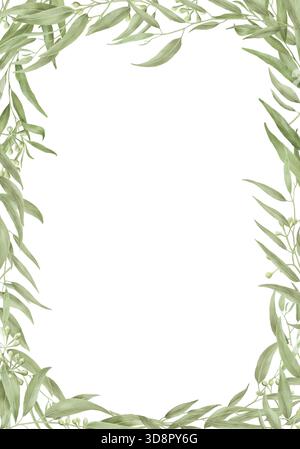 Spring pussy willow twigs wreath watercolor with flower daffodil ...