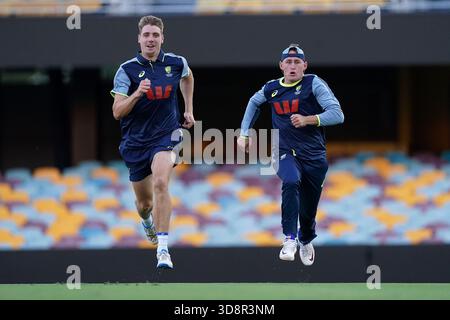 Australia's Marnus Labuschagne, right is run out during play on the ...