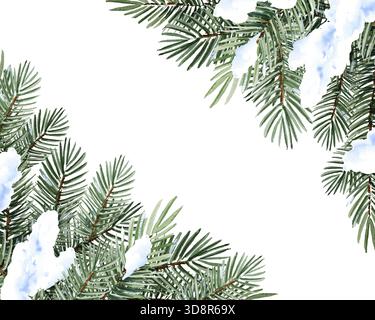watercolor green Christmas tree. Realistic illustration of spruce ...