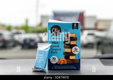 Charlottesville, USA - April 5, 2025: Clio brand mini greek yogurt ...