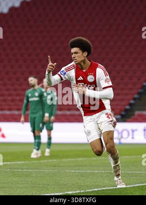 AMSTERDAM - Aaron Bouwman of Ajax reacts after the 2-2 draw during the ...