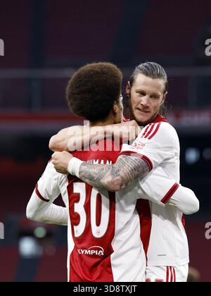 AMSTERDAM - Aaron Bouwman of Ajax reacts after the 2-2 draw during the ...