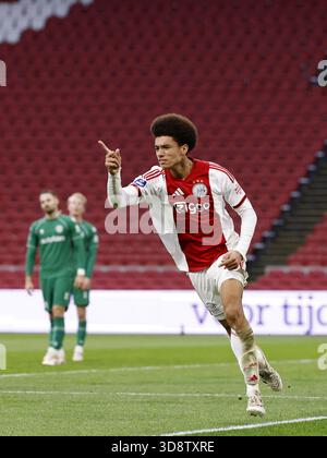 AMSTERDAM - Aaron Bouwman of Ajax reacts after the 2-2 draw during the ...