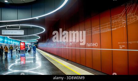 Modern Design Of Pykhtino Metro Station With Circular Ring Lights ...